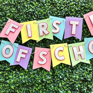 First Day of School Pastel Colors Banner, Back to School Banner, First ...