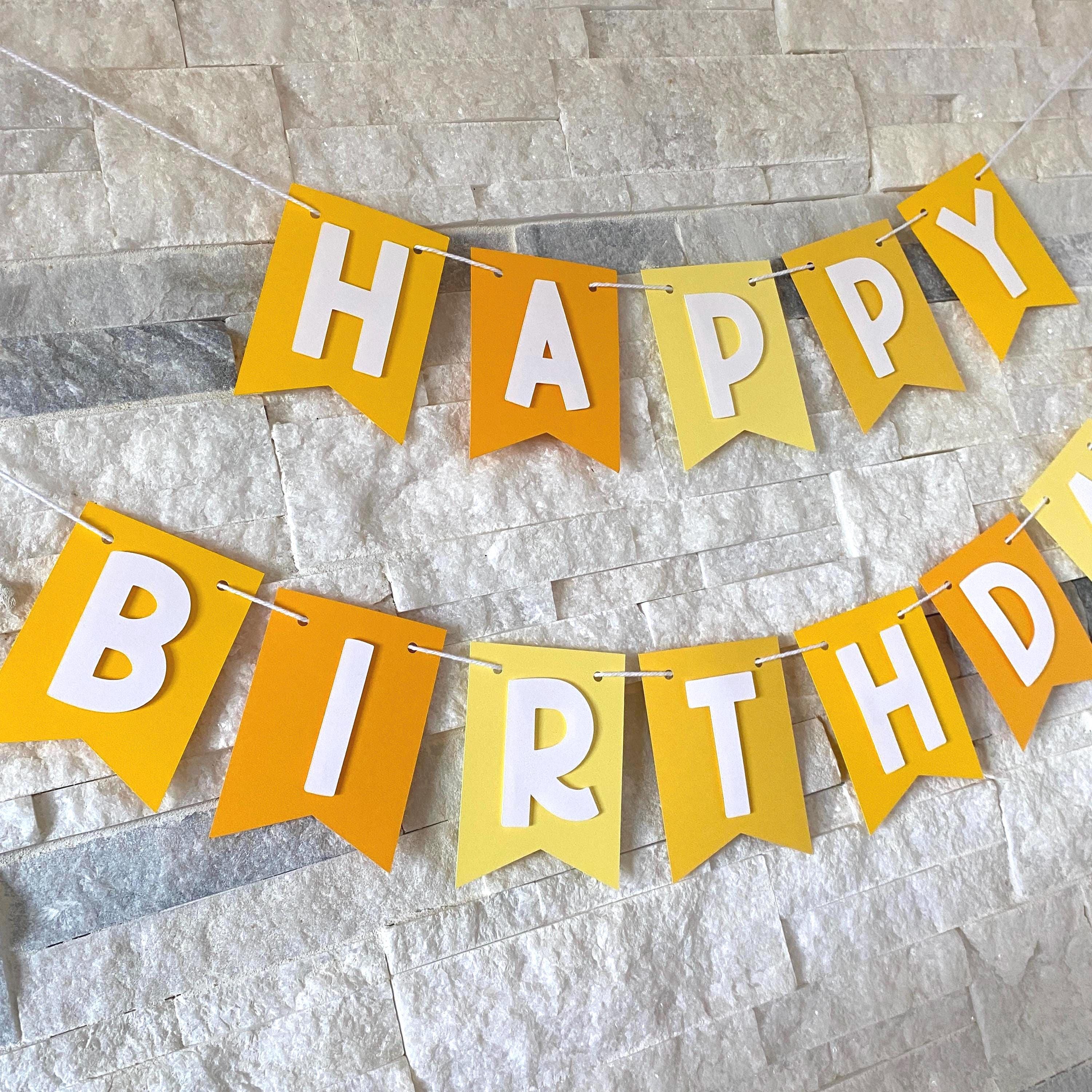Happy Birthday Banner, Yellow Birthday Banner, Yellow Custom Banner ...