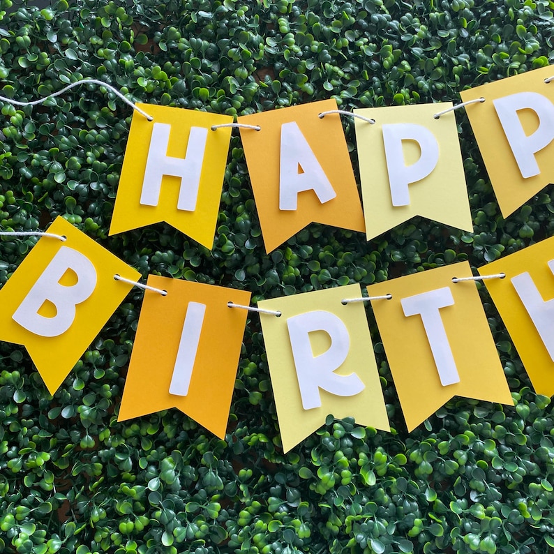 Happy Birthday Banner, Yellow Birthday Banner, Yellow Custom Banner ...