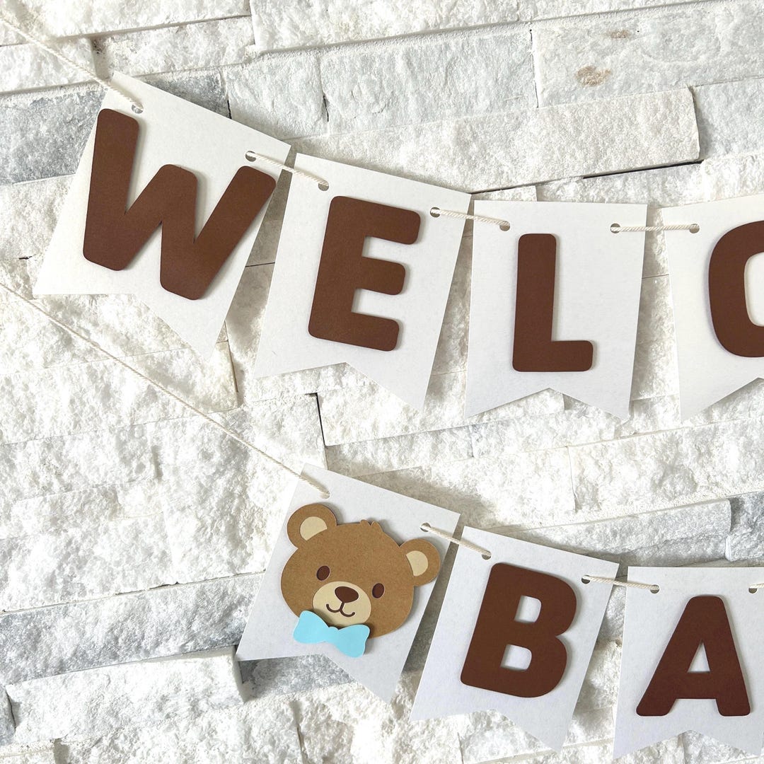 Welcome Baby Bear Banner, Baby Shower Bear Banner, Bear Party Theme ...