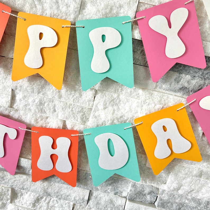 Groovy Happy Birthday Banner, Daisy Birthday Banner, Happy Birthday ...
