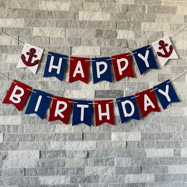 Nautical Birthday Banner Happy Birthday Banner Nautical - Etsy