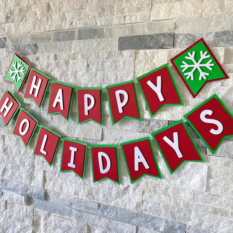 Happy Holidays Banner: Red & Green Christmas Garland - Etsy