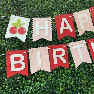 Cherry Birthday Banner, Cherry First Birthday Banner, Berry Party Theme ...