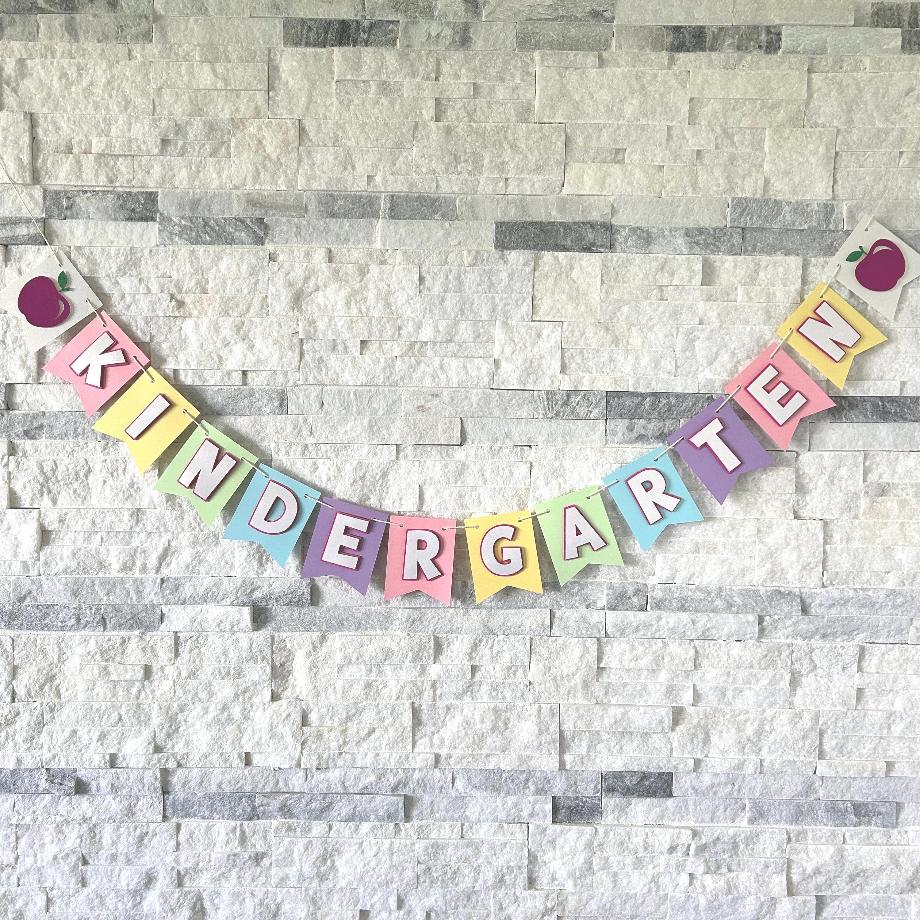 Pastel Colors Kindergarten Banner, First Day of Kindergarten, Back to ...