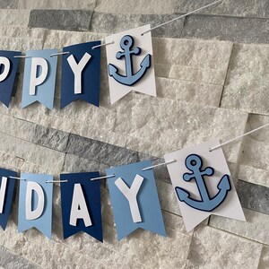 Nautical Birthday Banner, Happy Birthday Banner, Nautical Theme Party ...