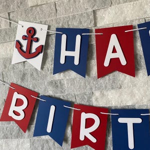 Nautical Birthday Banner, Happy Birthday Banner, Nautical Theme Party ...