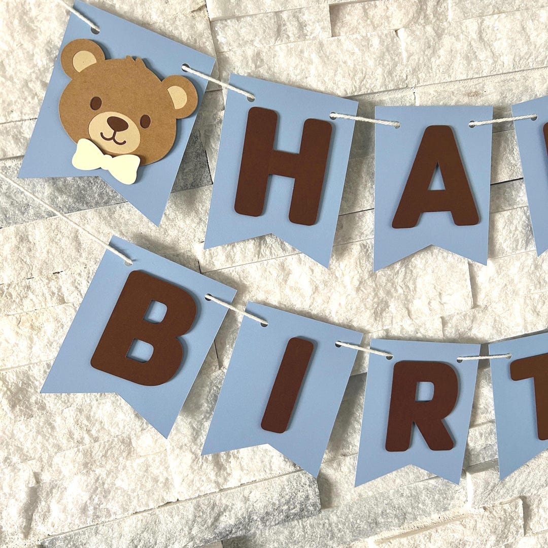 Teddy Bear Birthday Banner, Beary First Birthday Party, Bear First ...