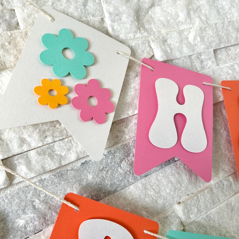 Groovy Happy Birthday Banner, Daisy Birthday Banner, Happy Birthday ...