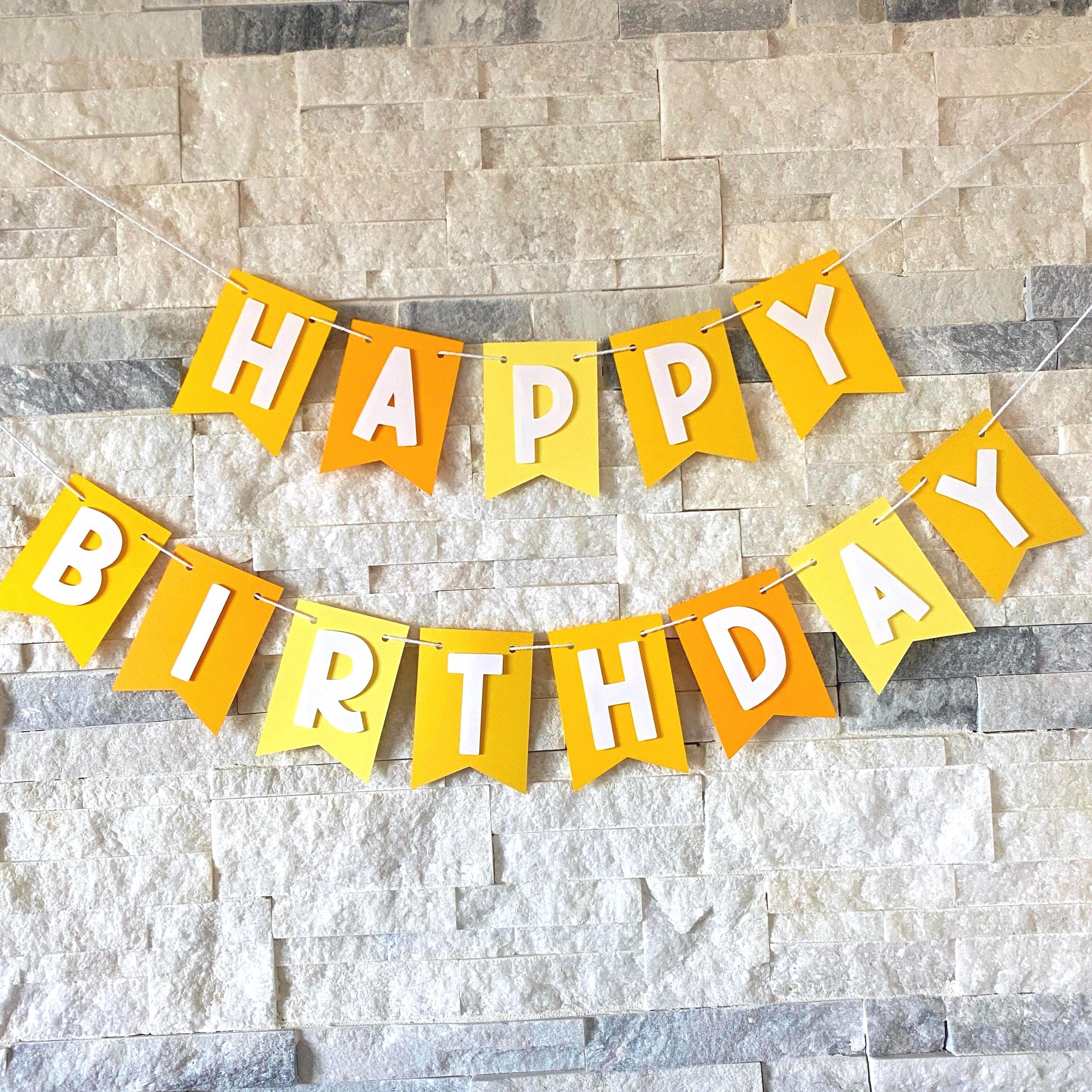 Happy Birthday Banner, Yellow Birthday Banner, Yellow Custom Banner ...