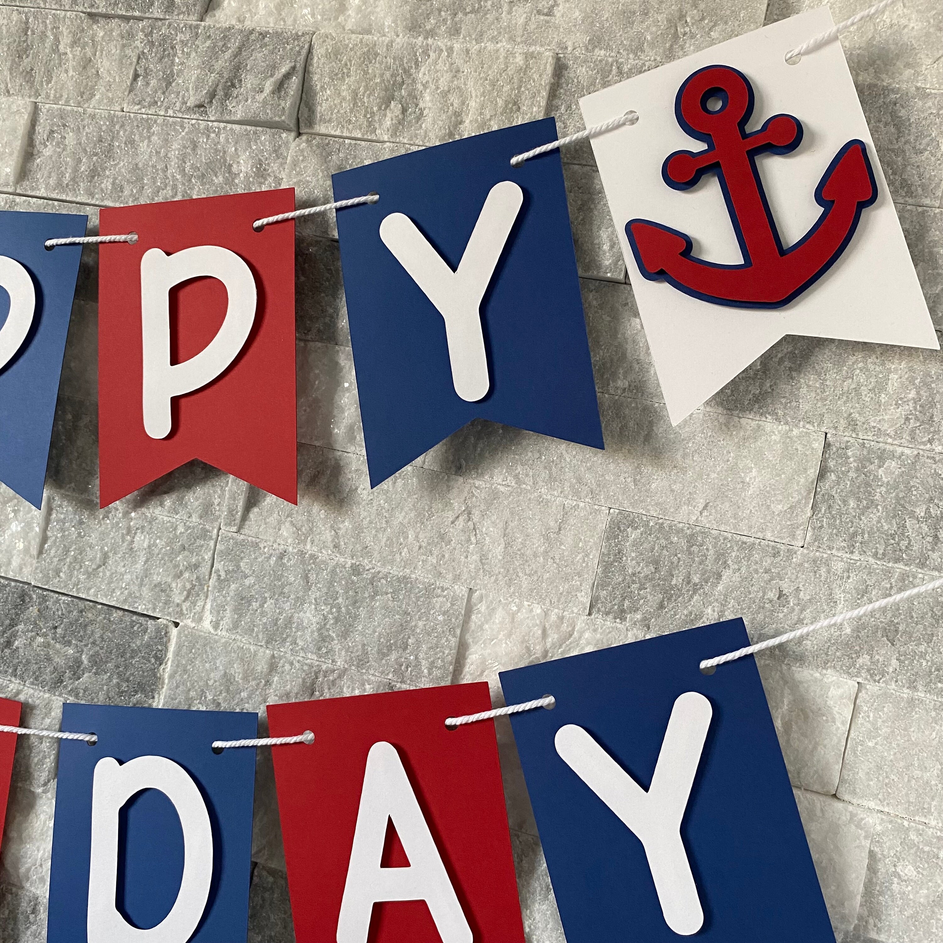 Nautical Birthday Banner Happy Birthday Banner Nautical - Etsy