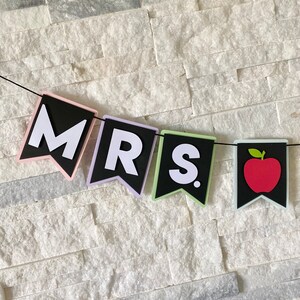 Personalized Teacher Banner, Custom Name Banner, Teacher Gift, Pastel ...