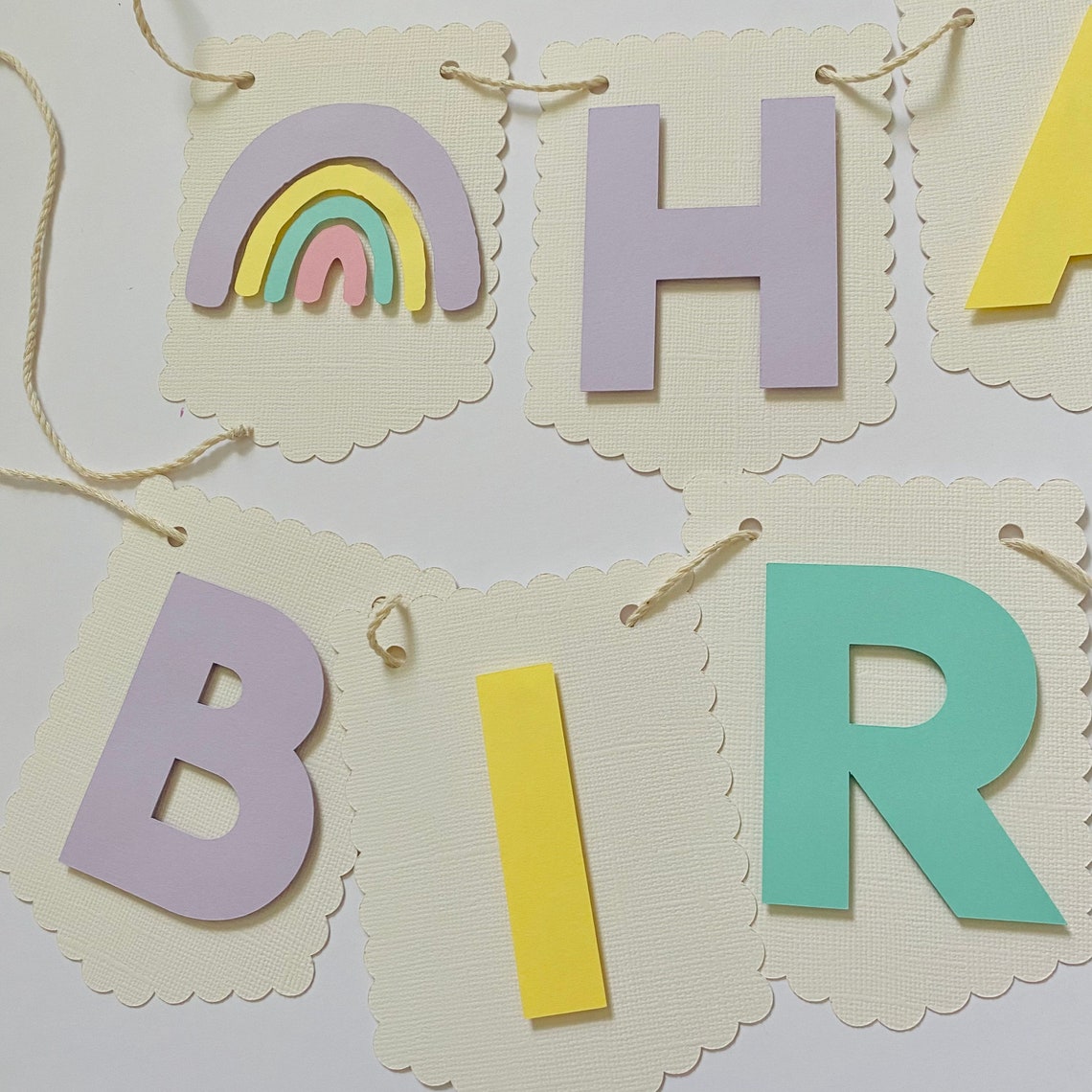 Boho Rainbow Happy Birthday Banner Pastel Birthday Banner - Etsy