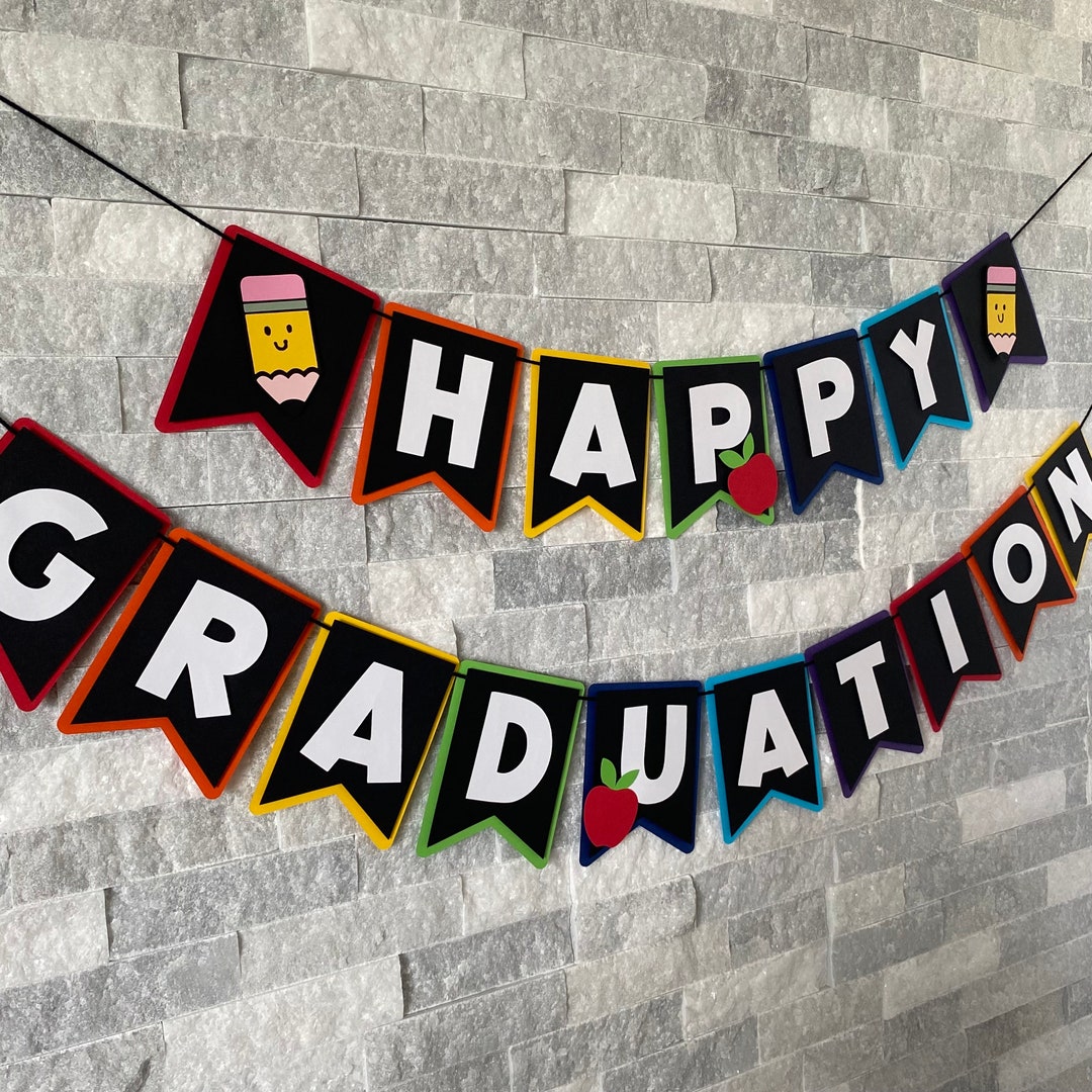 Happy Graduation Banner, Kindergarten Graduation Party Decorations, Pre ...