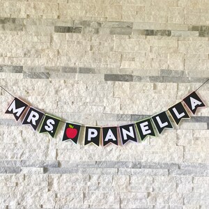 Personalized Teacher Banner, Custom Name Banner, Teacher Gift, Pastel ...