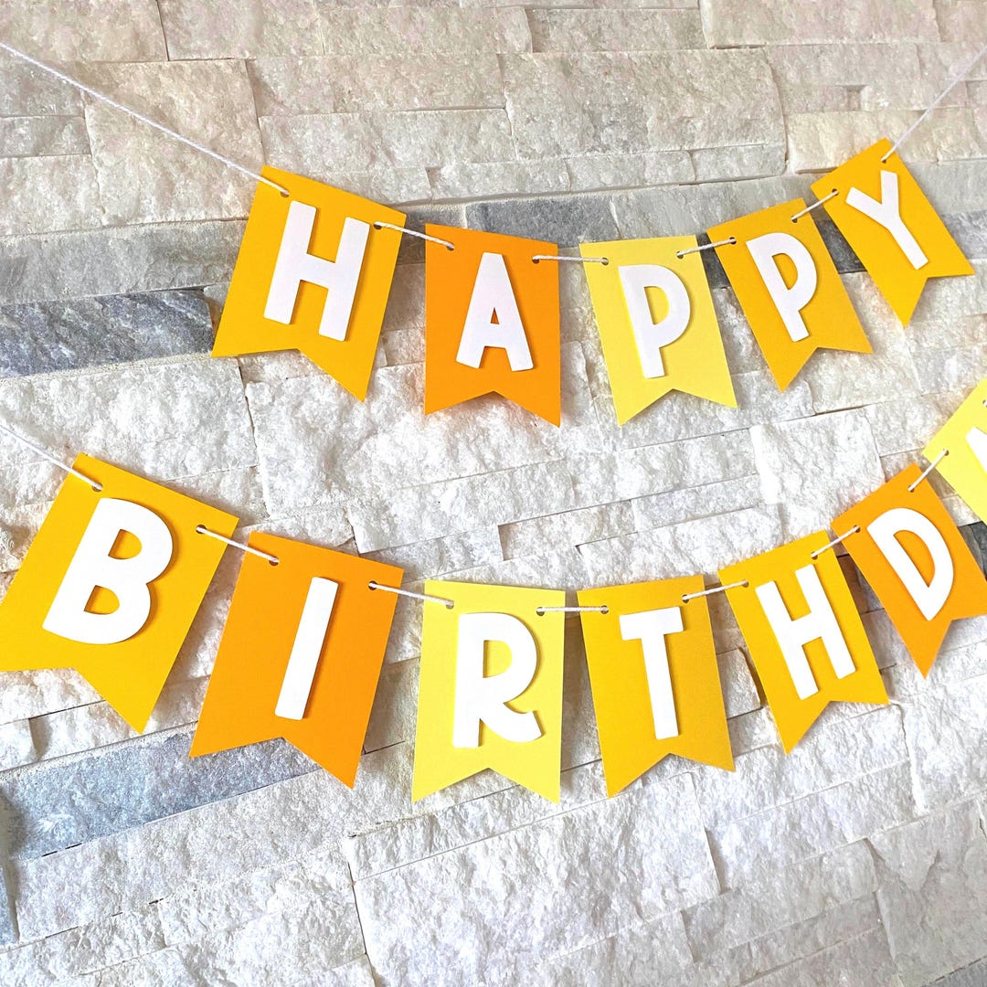 Happy Birthday Banner, Yellow Birthday Banner, Yellow Custom Banner ...