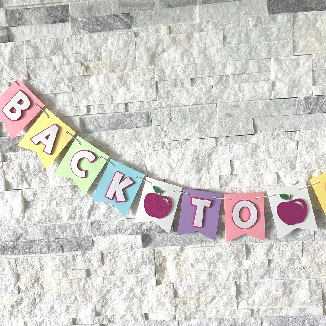 Back to School Banner Pastel Colors, Back to School Party Decorations ...
