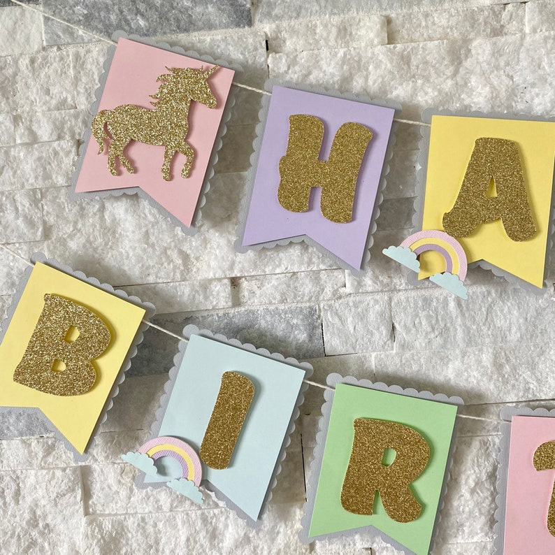 Unicorn Birthday Banner Unicorn Party Sign Unicorn Happy - Etsy