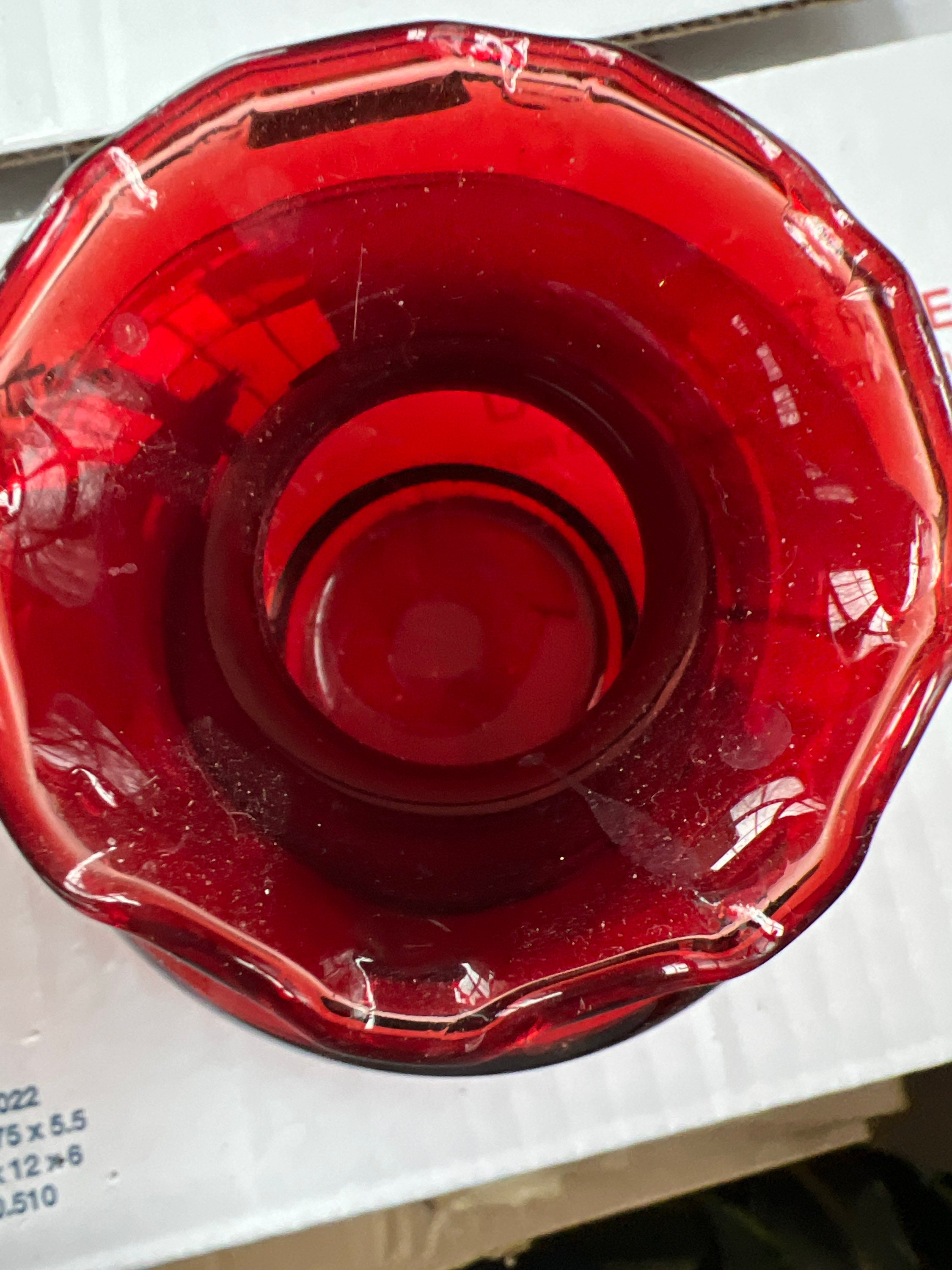 Anchor Hocking Ruby Ruffled Vase - Etsy