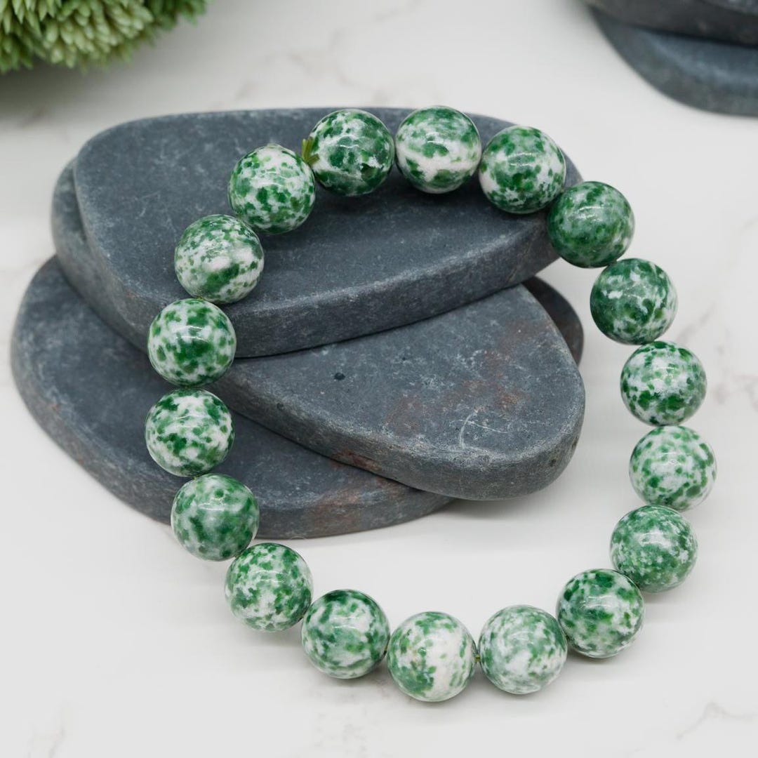 Green Qinghai Jade Crystal Bracelet Healing Stone Handmade Jewelry ...