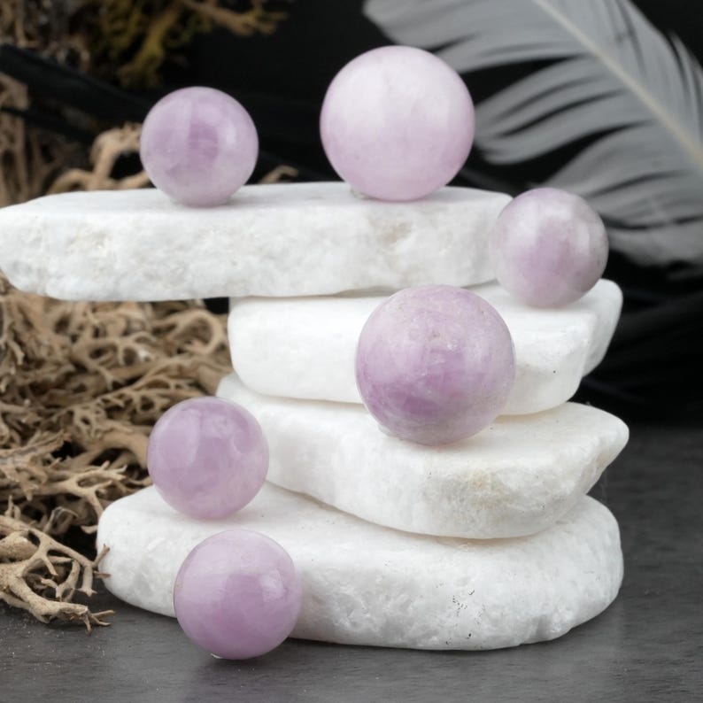 Natural Kunzite Mini Sphere Crystal Decor Gift Spiritual Meditation ...