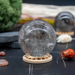 Round Wooden Crystal Sphere Stand Wood Retail Display Base Collectible ...