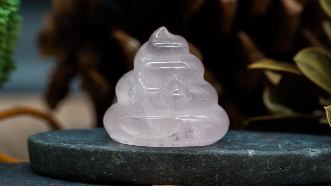 Pink Rose Quartz Crystal Carving Silly Gift Idea Cute Poop Emoji Decor ...