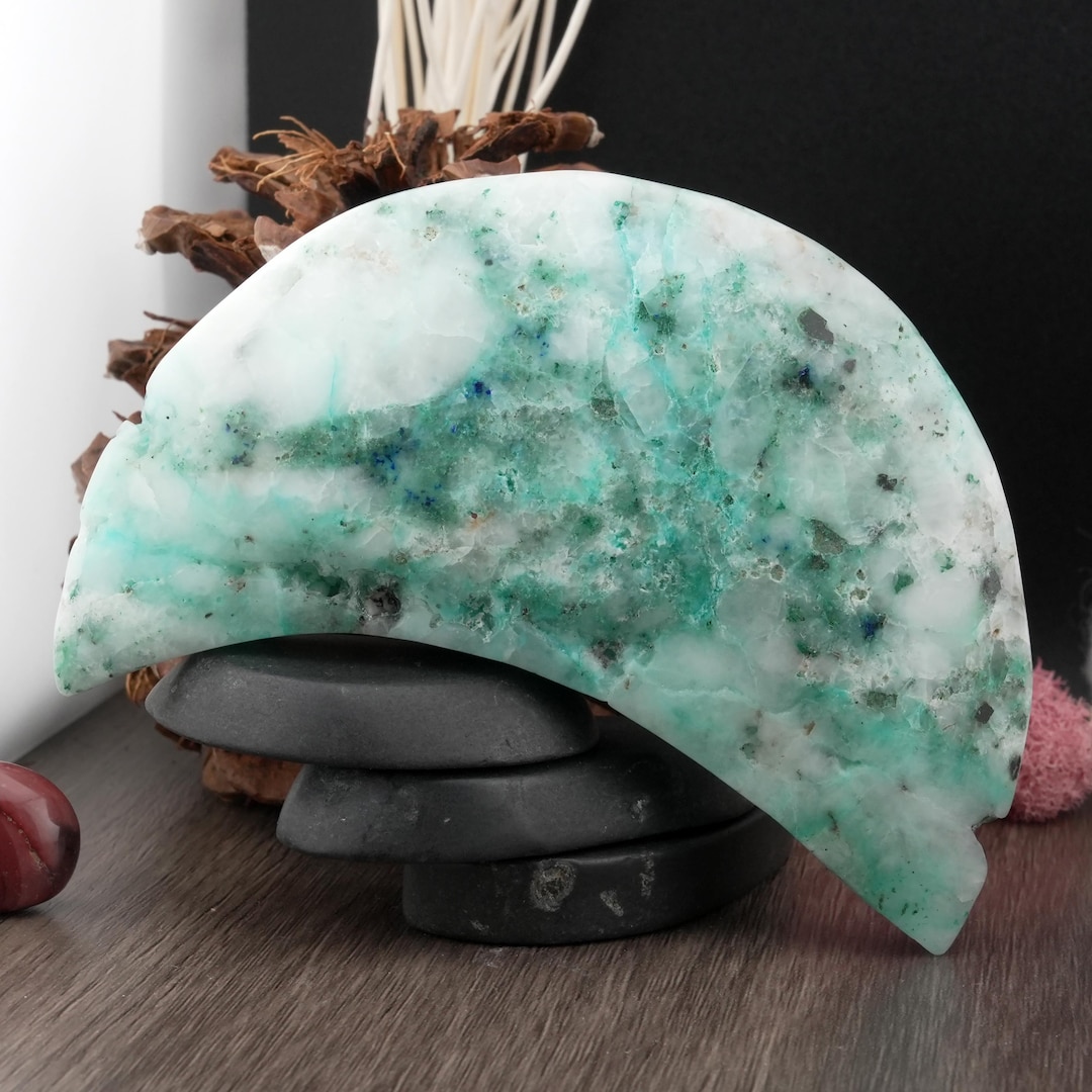 Natural Phoenix Stone Crystal Moon Malachite Chrysocolla Green Crystal ...