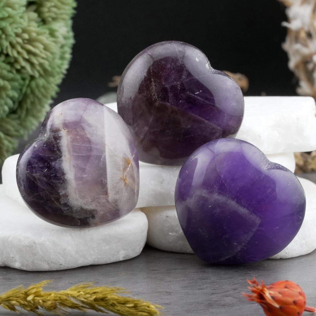 Amethyst Puffy Mini Heart Crystal Trinket Gift Spiritual Protection ...
