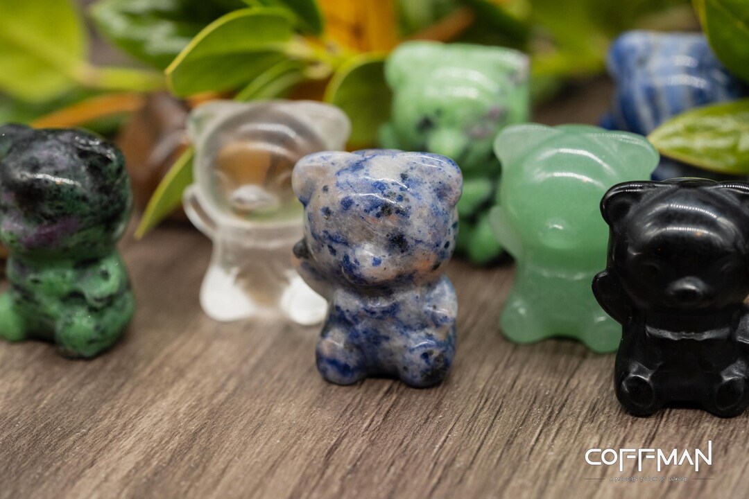 Mini Crystal Teddy Bear Carving Spiritual Energy Healing Chakra Pocket ...