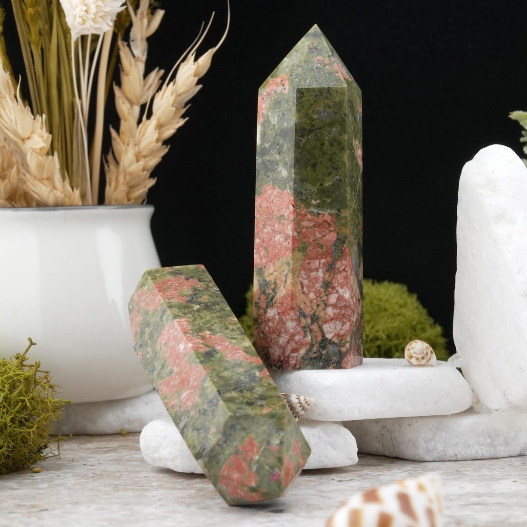 Unakite Tower Crystal Gemstone Decor Boho Spiritual Energy Protection ...