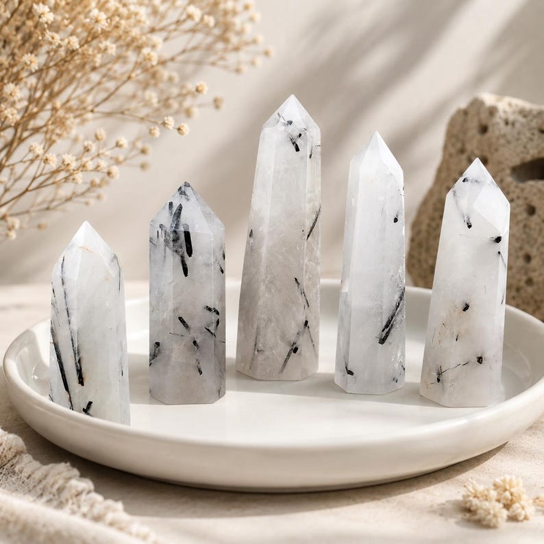 Black Tourmaline Crystal Tower Healing Meditation Stone Protection Wand ...