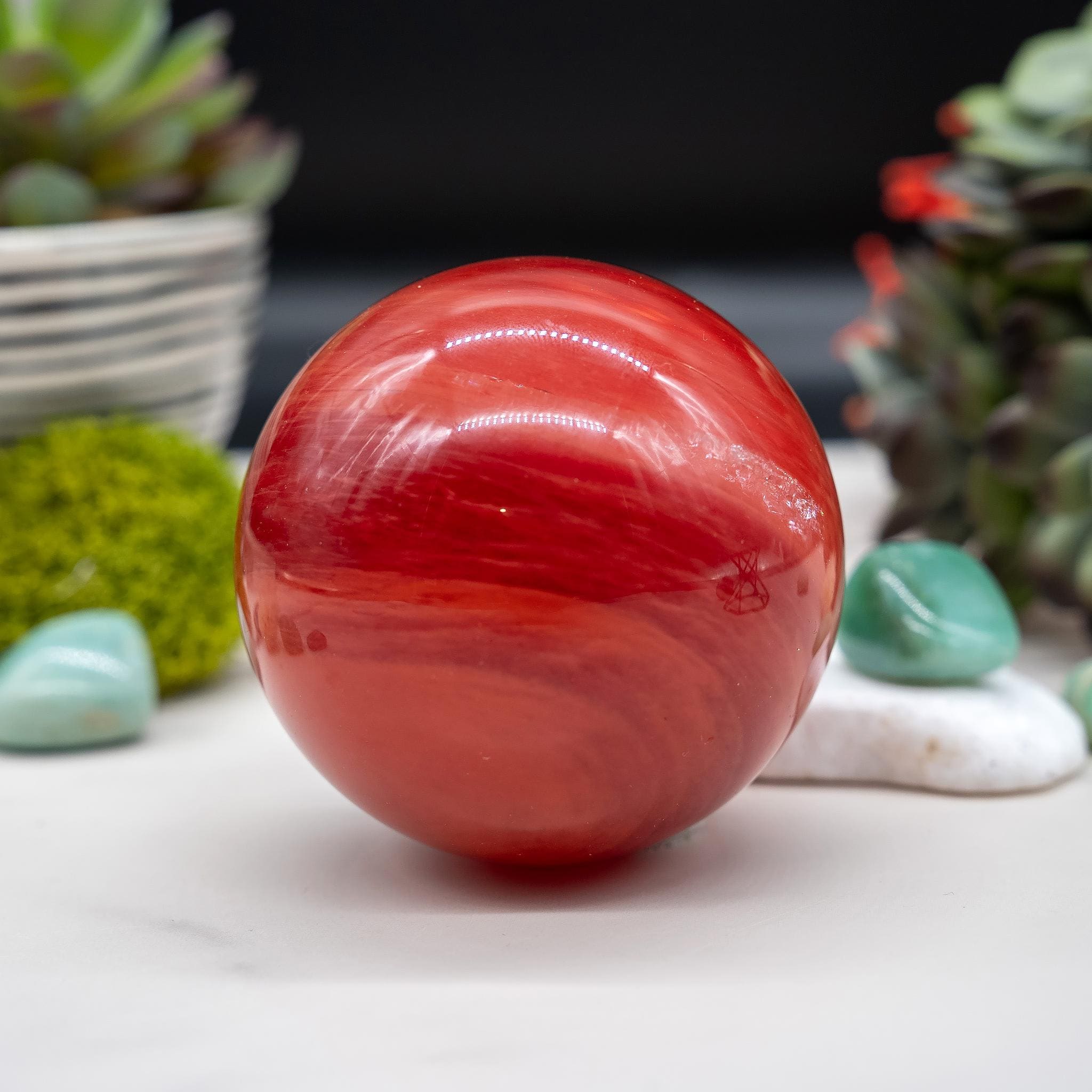 Red Smelted Quartz Crystal Sphere Meditation Gemstone Altar Stone ...