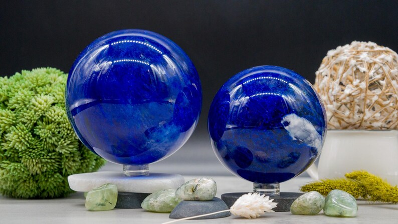 Blue Smelted Quartz Crystal Sphere Spiritual Meditation Spa Decor Gift ...