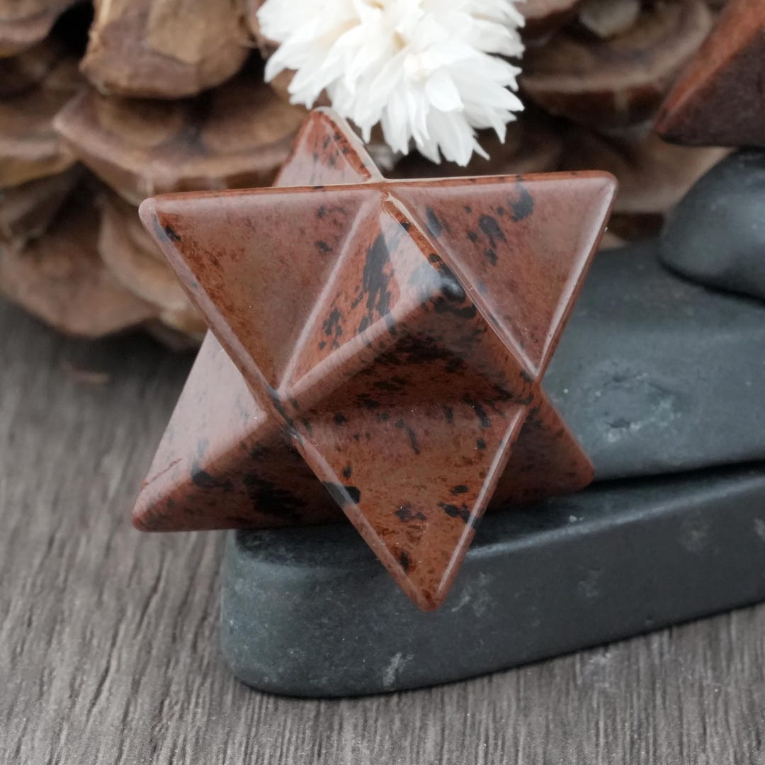 Mahogany Obsidian Merkaba Crystal Spiritual Protection Decor Grounding ...