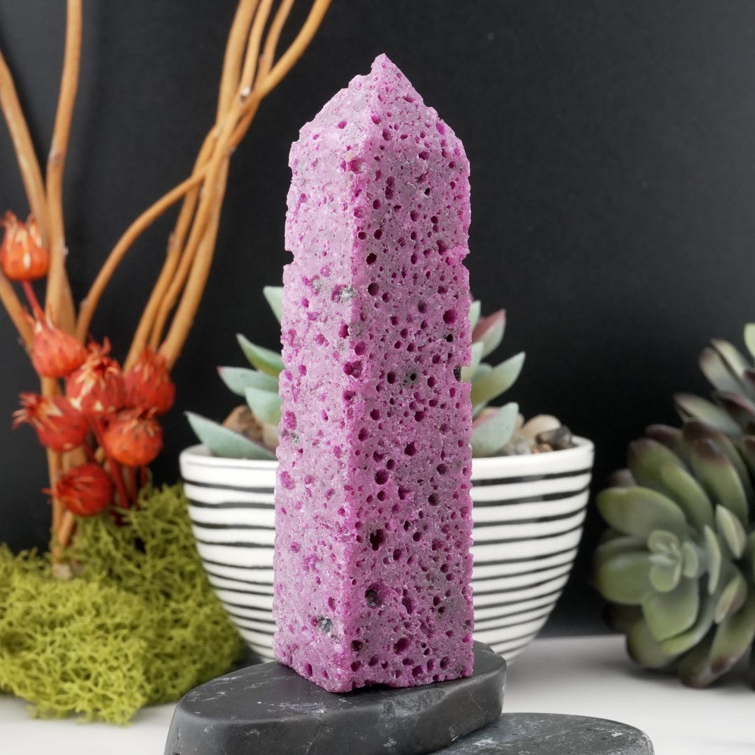 Honeycomb Ruby Crystal Tower Point Healing Protection UV Reactive ...