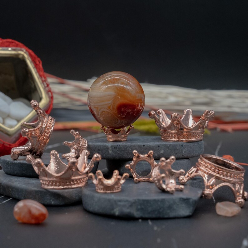 Pink Rose Gold Crystal Sphere Stand Metal Retail Display Base ...