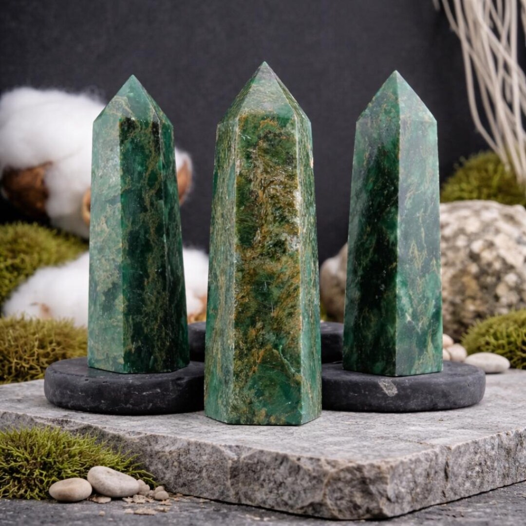 Emerald Tower Crystal Gemstone Decor Boho Spiritual Energy Cleansing ...