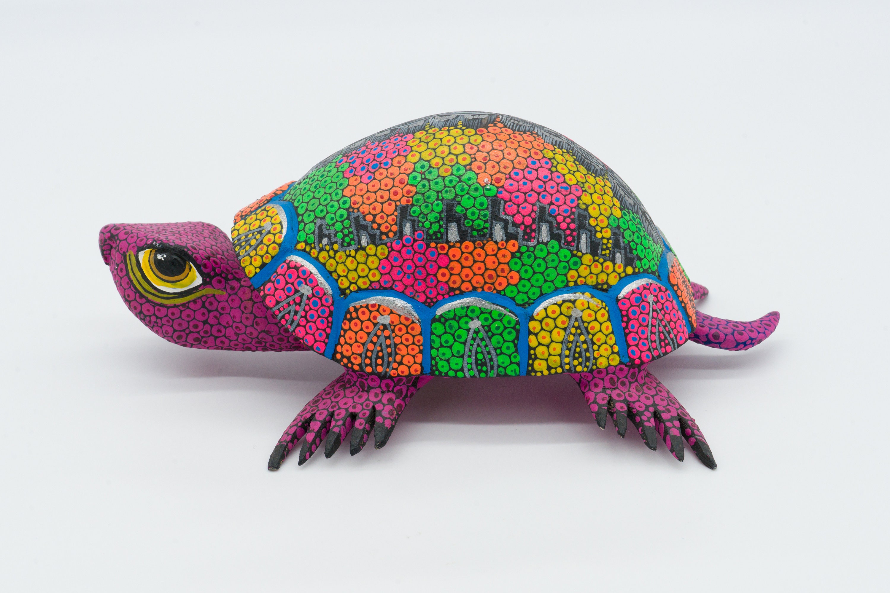 Turtle Decor Multicolor Hand Carved Figurine Oaxacan Alebrije Wood ...