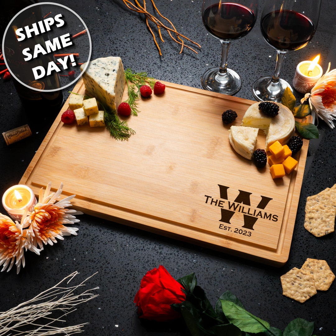 Custom Cutting Board Wood Chopping Block Engraved Personalized Monogram ...