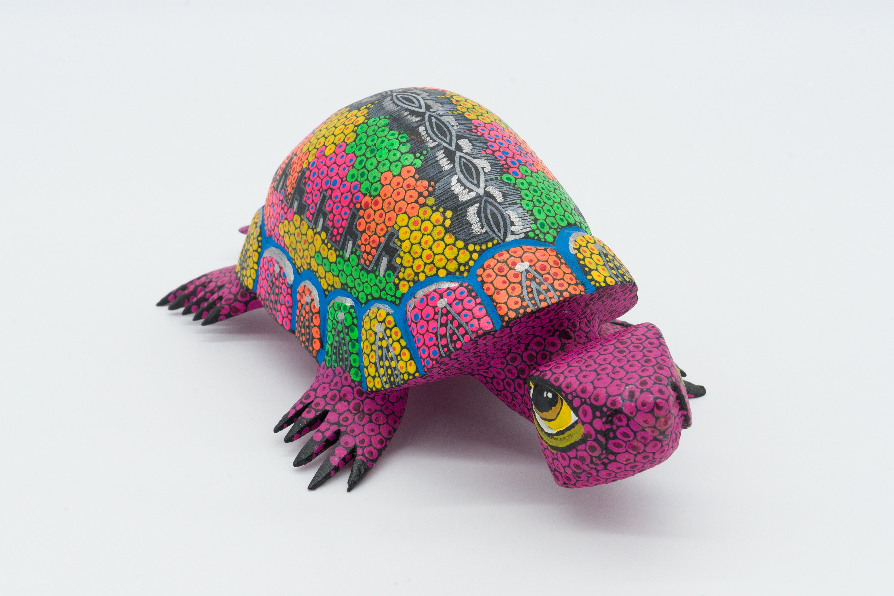 Turtle Decor Multicolor Hand Carved Figurine Oaxacan Alebrije Wood ...