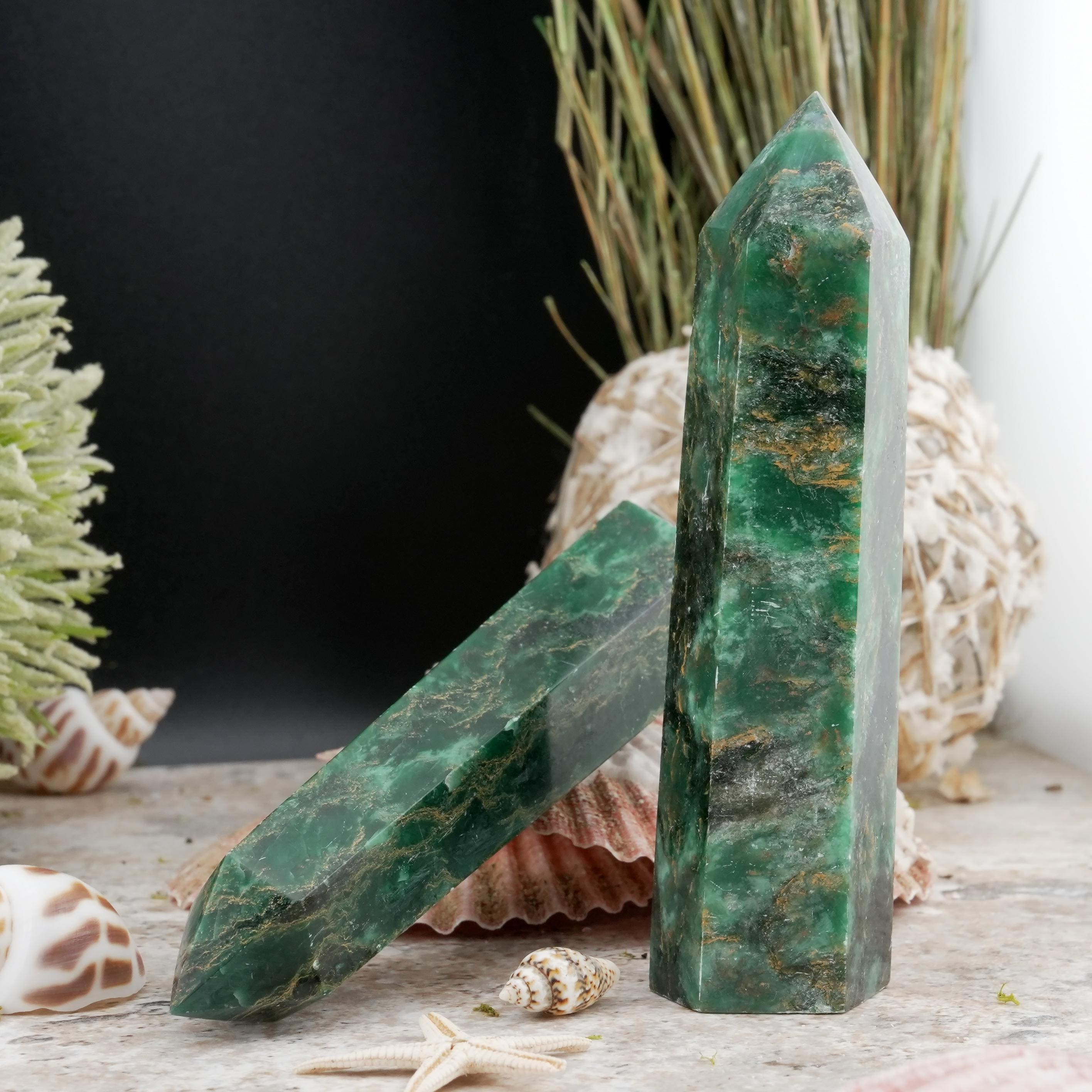 Emerald Tower Crystal Gemstone Decor Boho Spiritual Energy Cleansing ...