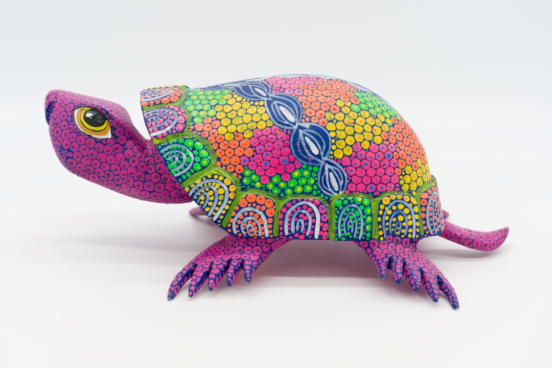 Turtle Alebrije Multicolor Handcarved Oaxacan Wood Sculpture | Colorful ...