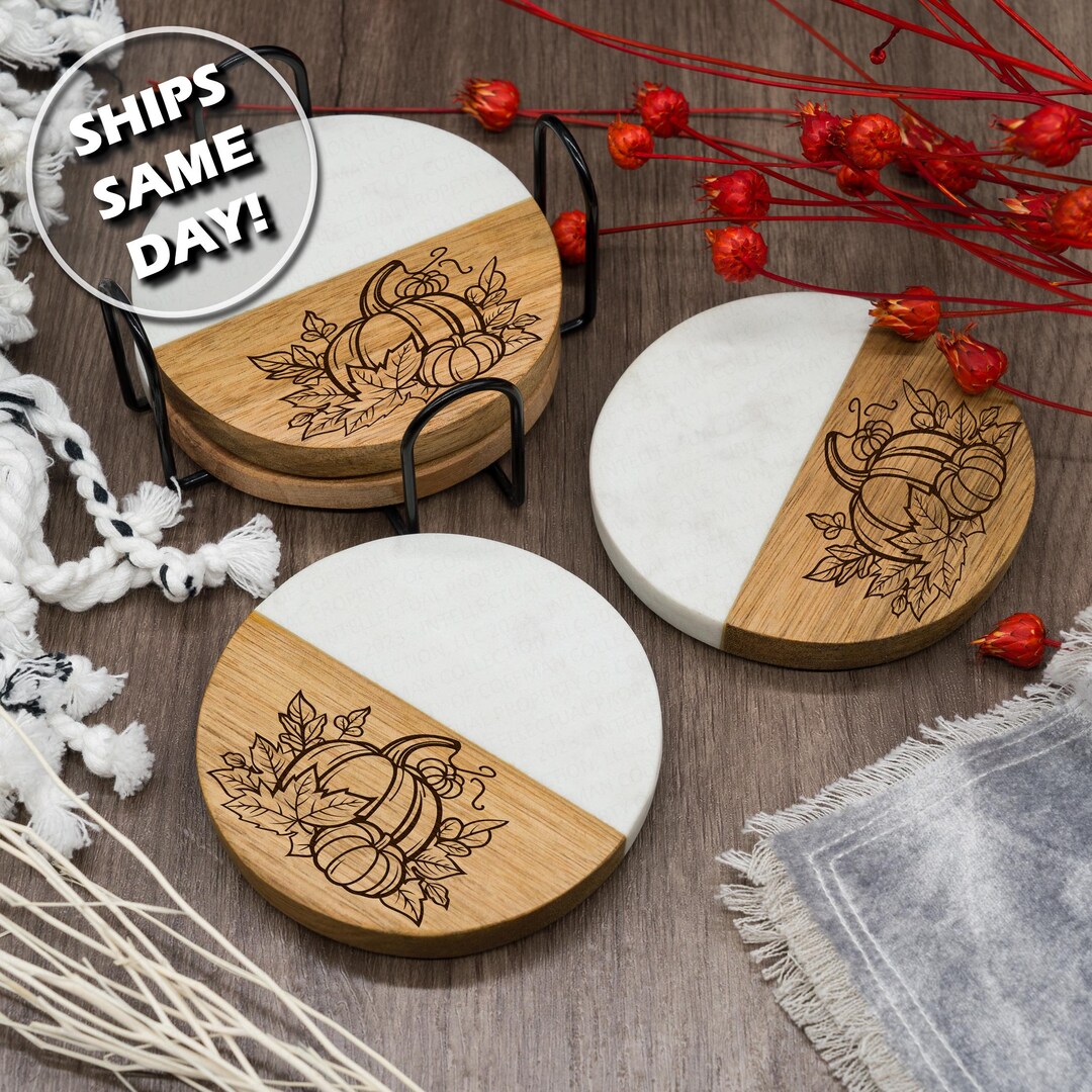 Custom Coasters Engraved Round Wood Coasters Personalized Name ...