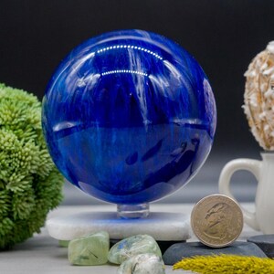 Blue Smelted Quartz Crystal Sphere Spiritual Meditation Spa Decor Gift ...
