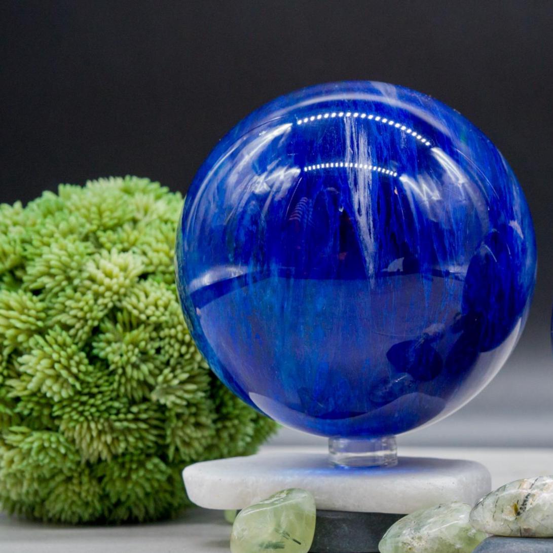 Blue Smelted Quartz Crystal Sphere Spiritual Meditation Spa Decor Gift ...