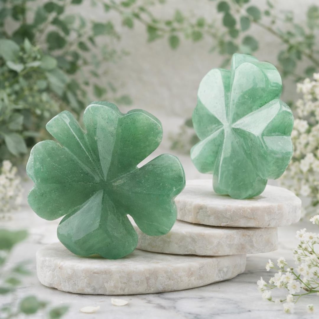 Green Aventurine Crystal Shamrock Carving Spiritual Energy Abundance ...