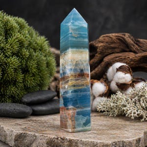 Blue Onyx Crystal Tower Point Spiritual Home Decor Gemstone Meditation ...