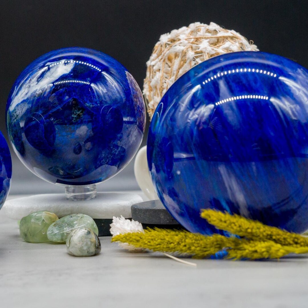 Blue Smelted Quartz Crystal Sphere Spiritual Meditation Spa Decor Gift ...