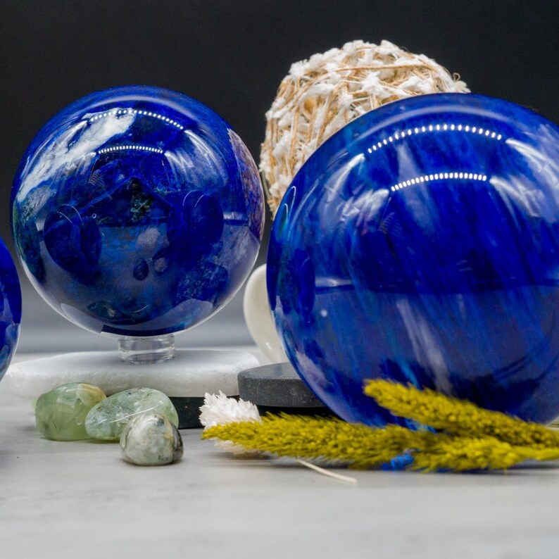 Blue Smelted Quartz Crystal Sphere Spiritual Meditation Spa Decor Gift ...